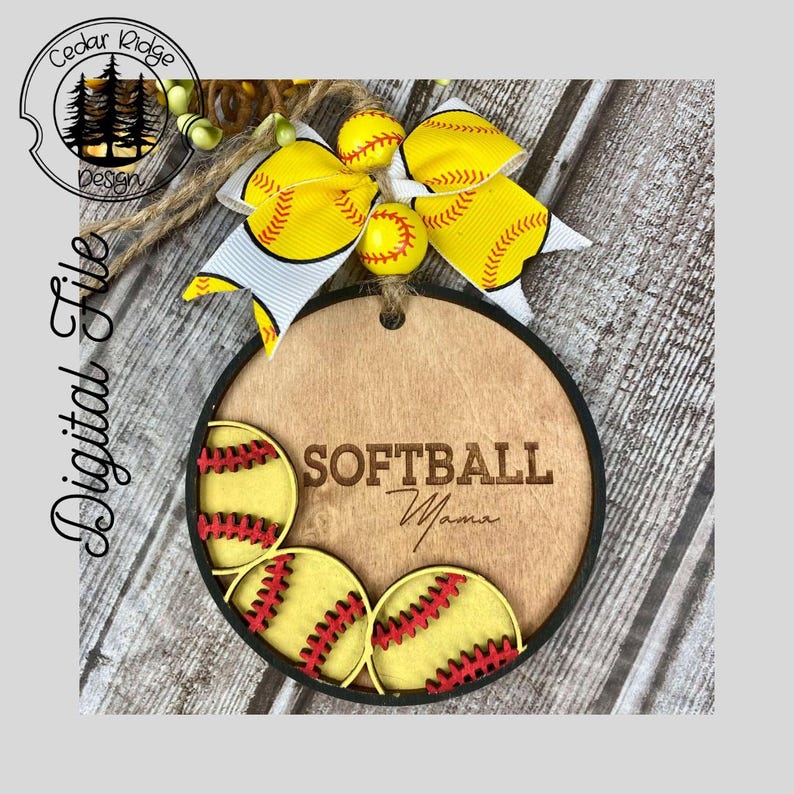 Softball Ornament Customizable Svg/laser/digital/softball Car Charm/bag ...