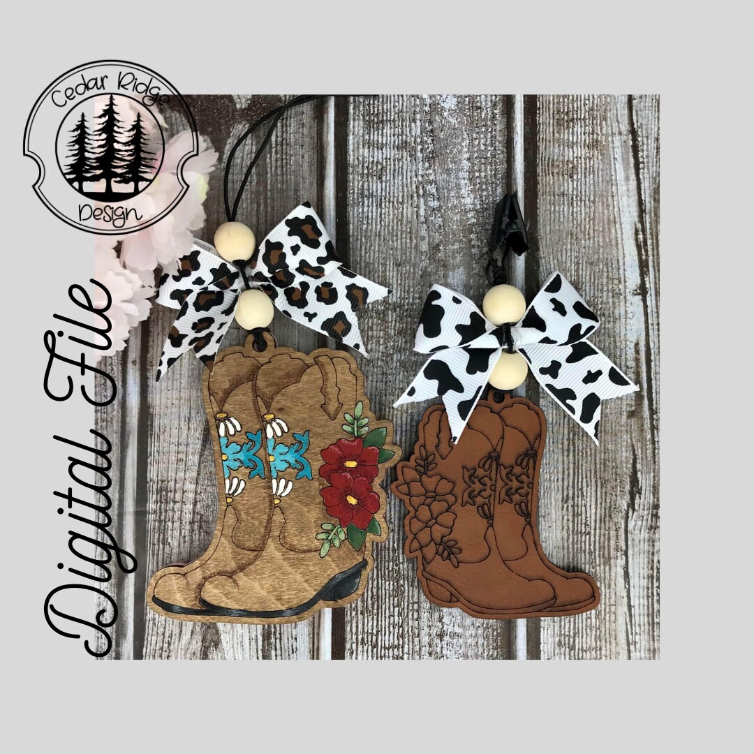 Cowboy Boots Car Charm/car Diffuser/air Freshener/vent Clip/svg/laser ...