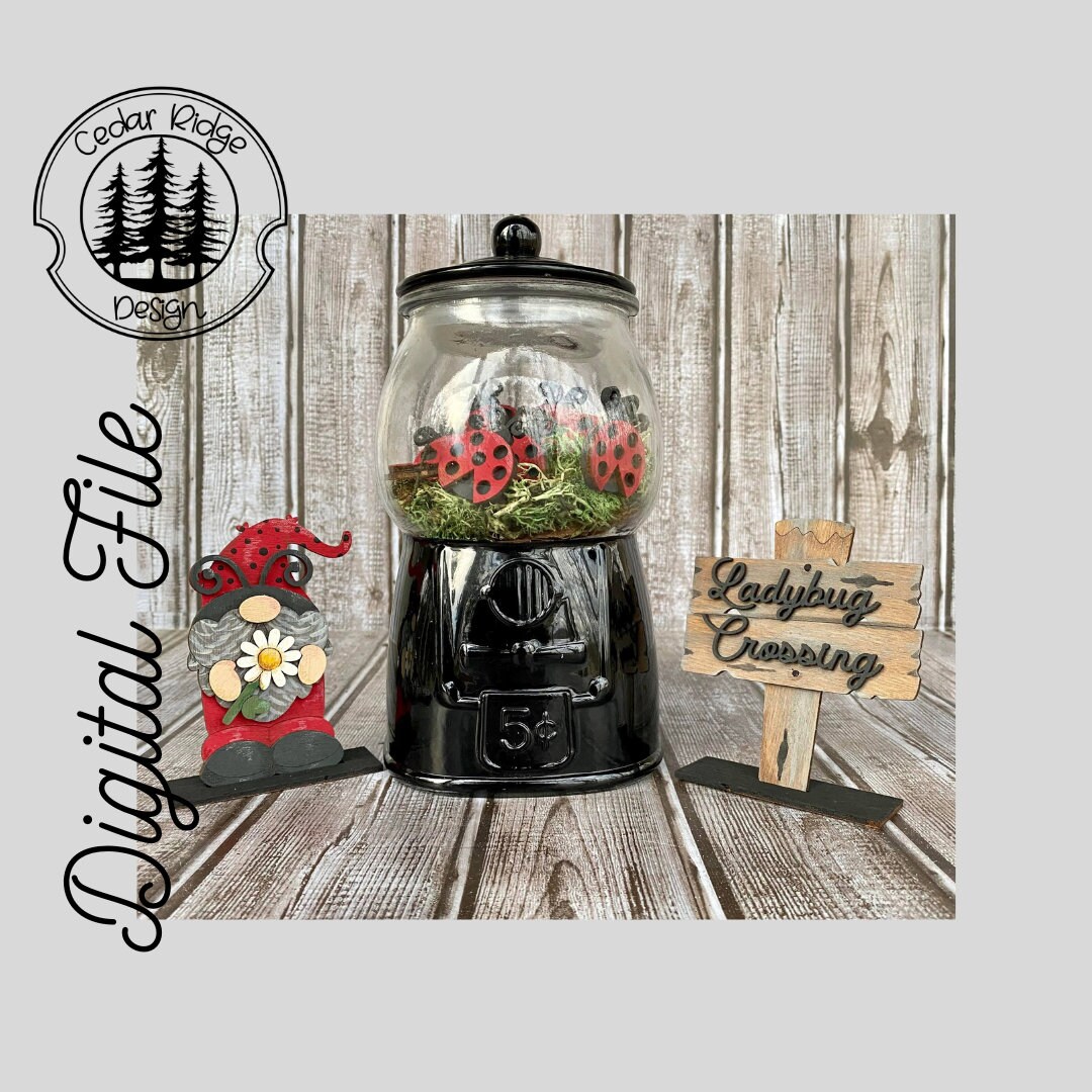 Ladybug Gnome Bubblegum Jar Filler/svg/ LASER Cut/ Digital/jar Filler ...