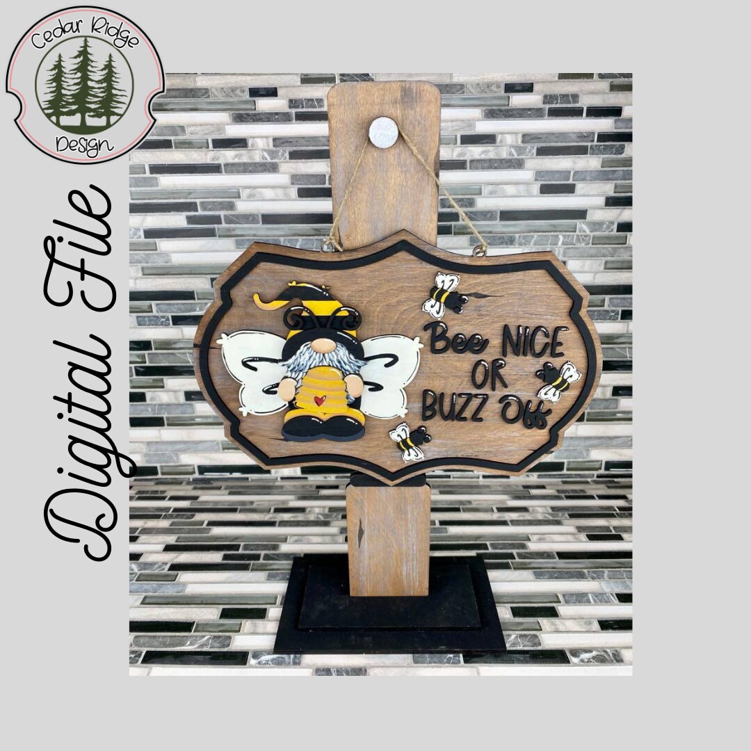 SVG/ LASER Cut/ Digital/honey Bee Sign/honey Bee Gnome/ Spring/bee ...