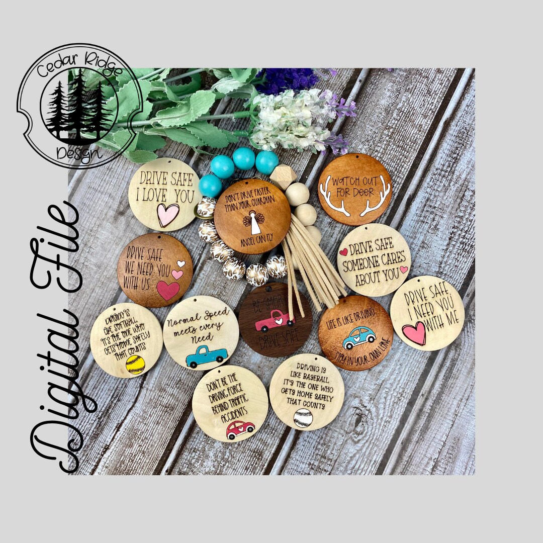 Safe Driving Keychain/driving Wristlet Disc Designs/svg/laser Engraved ...