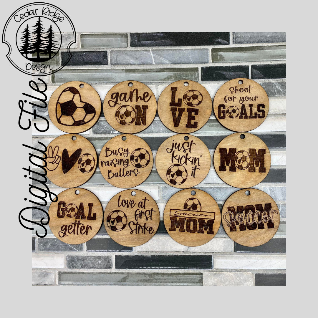 Soccer Wristlet Keychain Disc Designs/ /SVG/ LASER Engraved/ Digital ...