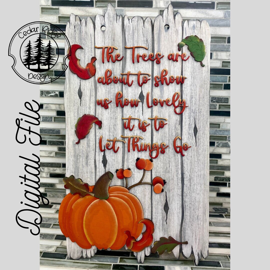 SVG/ LASER Cut/ Digital/fall Leaves Plank Sign/fall Sign/autumn Plank ...