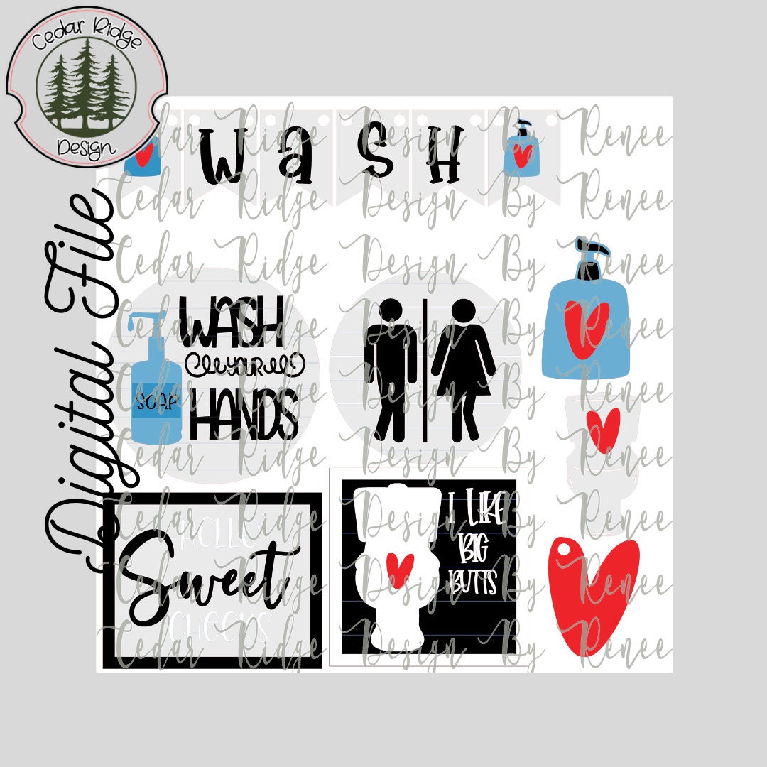 SVG LASER Cut DIGITAL / Farmhouse Style / Wash Your Hands/ Bathroom ...