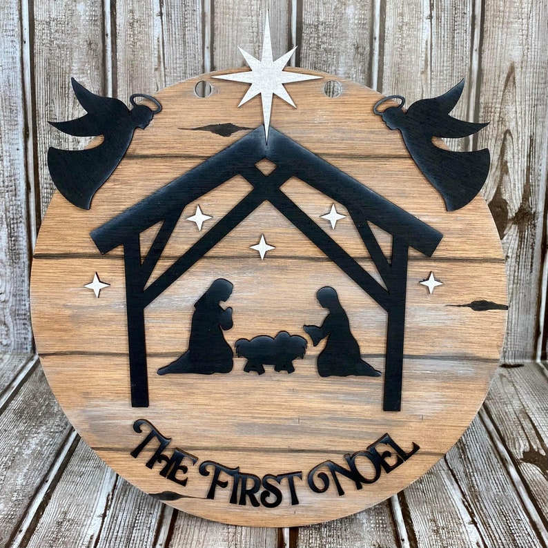 SVG/ LASER Cut/ Digital/christmas Nativity Sign/round Nativity - Etsy