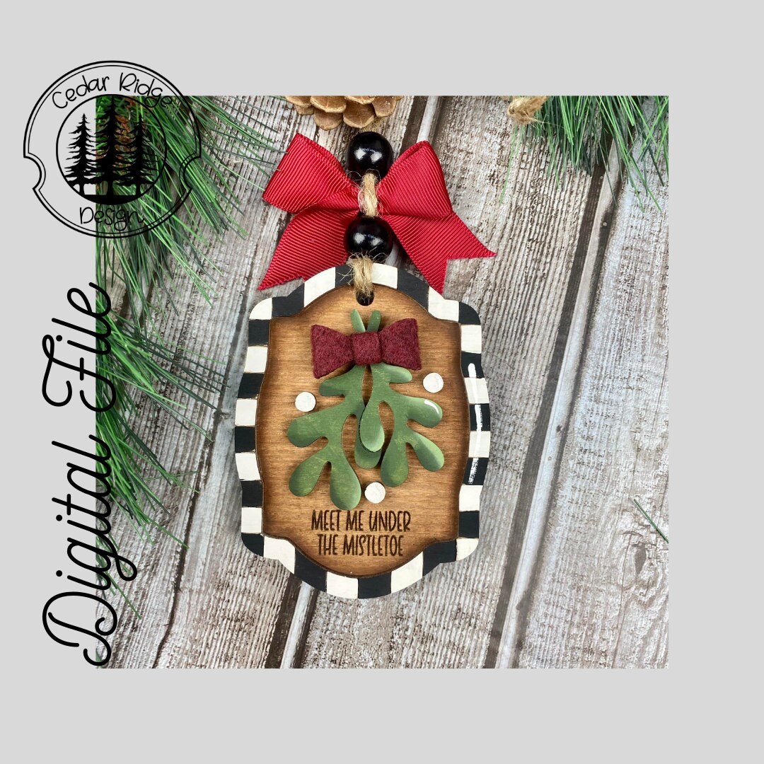 Whimsical Mistletoe Ornament/svg/laser Cut/ Digital/gift Tag/meet Me ...
