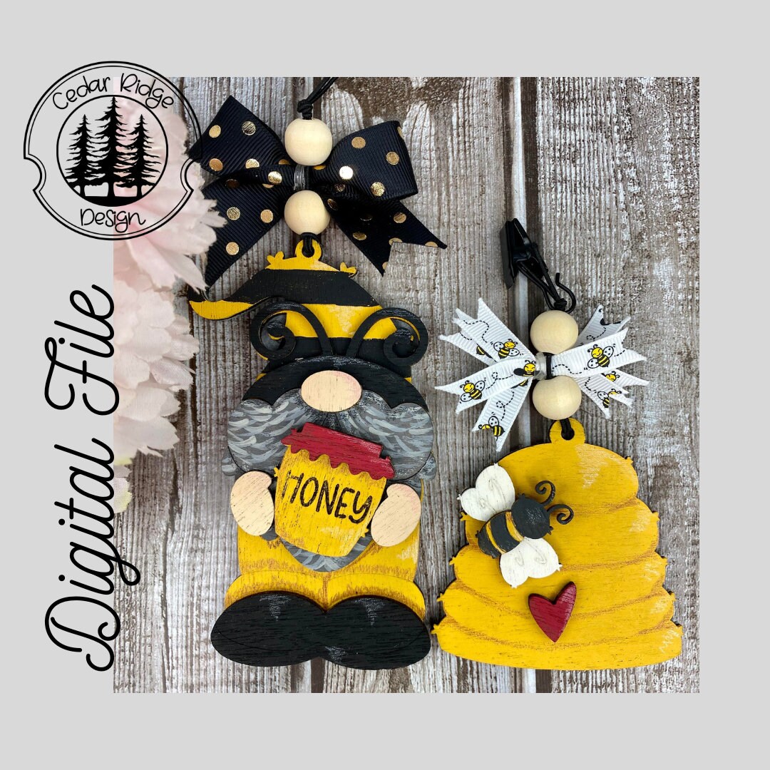 Bee Gnome and Skep Car Charm/car Diffuser/air Freshener/vent Clip/svg ...