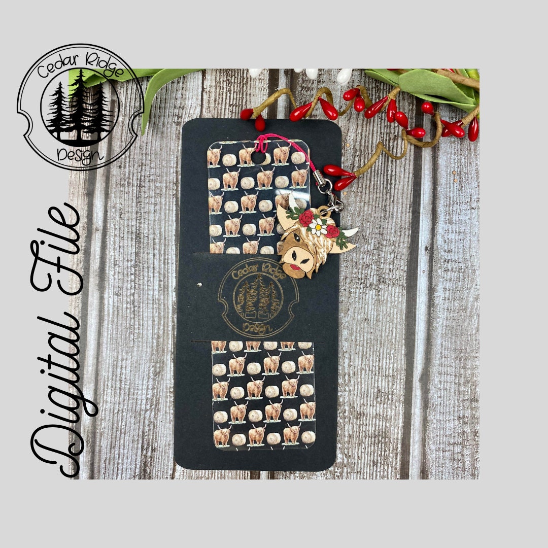 Highland Cow Bookmark Charm Keychain Set/svg/laser Cut/ Digital ...