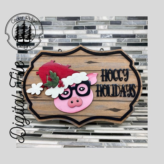SVG/ LASER Cut/ Digital/hoggy Holidays Christmas Pig - Etsy