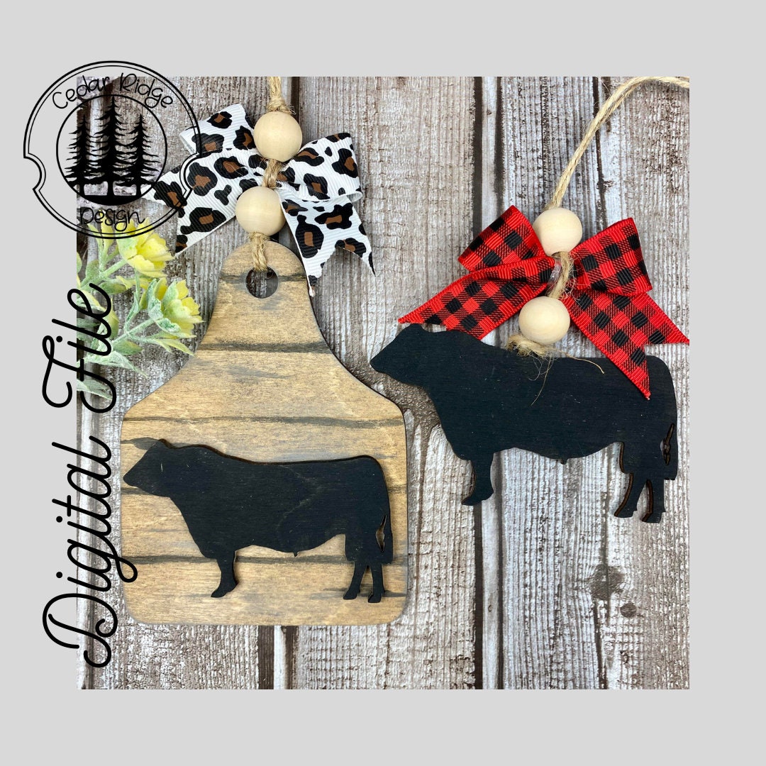 Angus Bull/svg/ LASER Cut/ Digital/show Animal Ornament Set/christmas ...