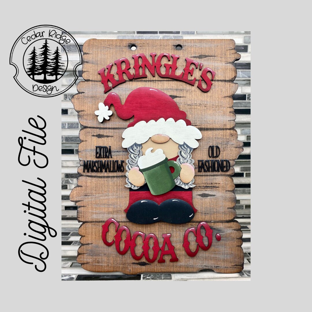 SVG/ LASER Cut/ Digital/kringle Cocoaco Gnome Sign/christmas Sign ...