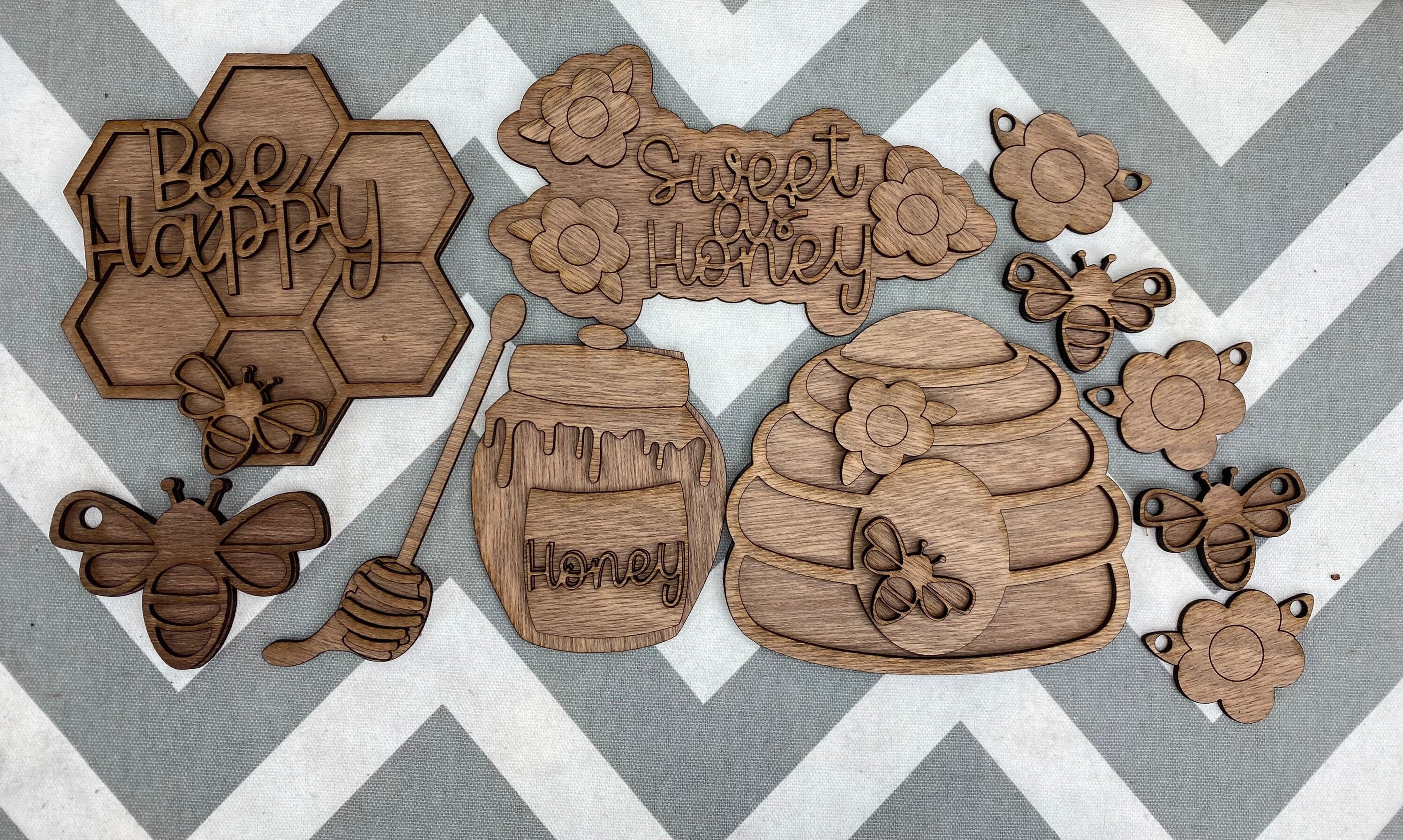 SVG/ LASER Cut/ DIGITAL/ Bee Hive/bee Happy/honey/tiered Tray/glowforge ...