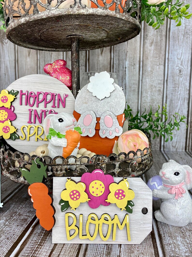 SVG/ LASER Cut/ Digital/hoppin Into Spring /spring Tiered Tray Set ...
