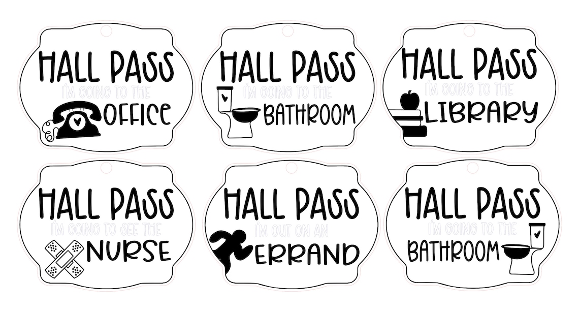 SVG/ LASER Cut/ Digital/classroom Hall Pass /school Hall - Etsy