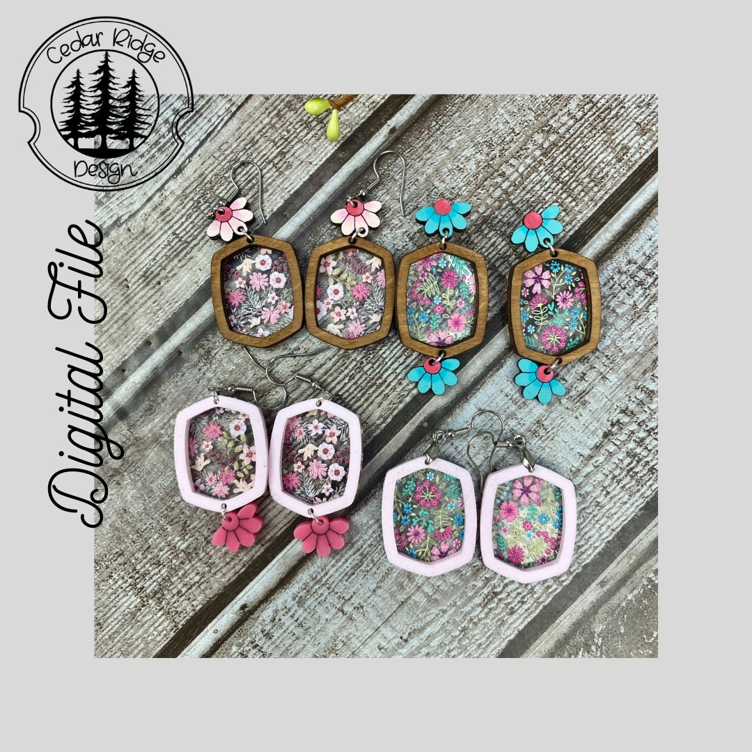 Layered Mix & Match Earring With Daisy Topper Charm File/svg/laser Cut ...
