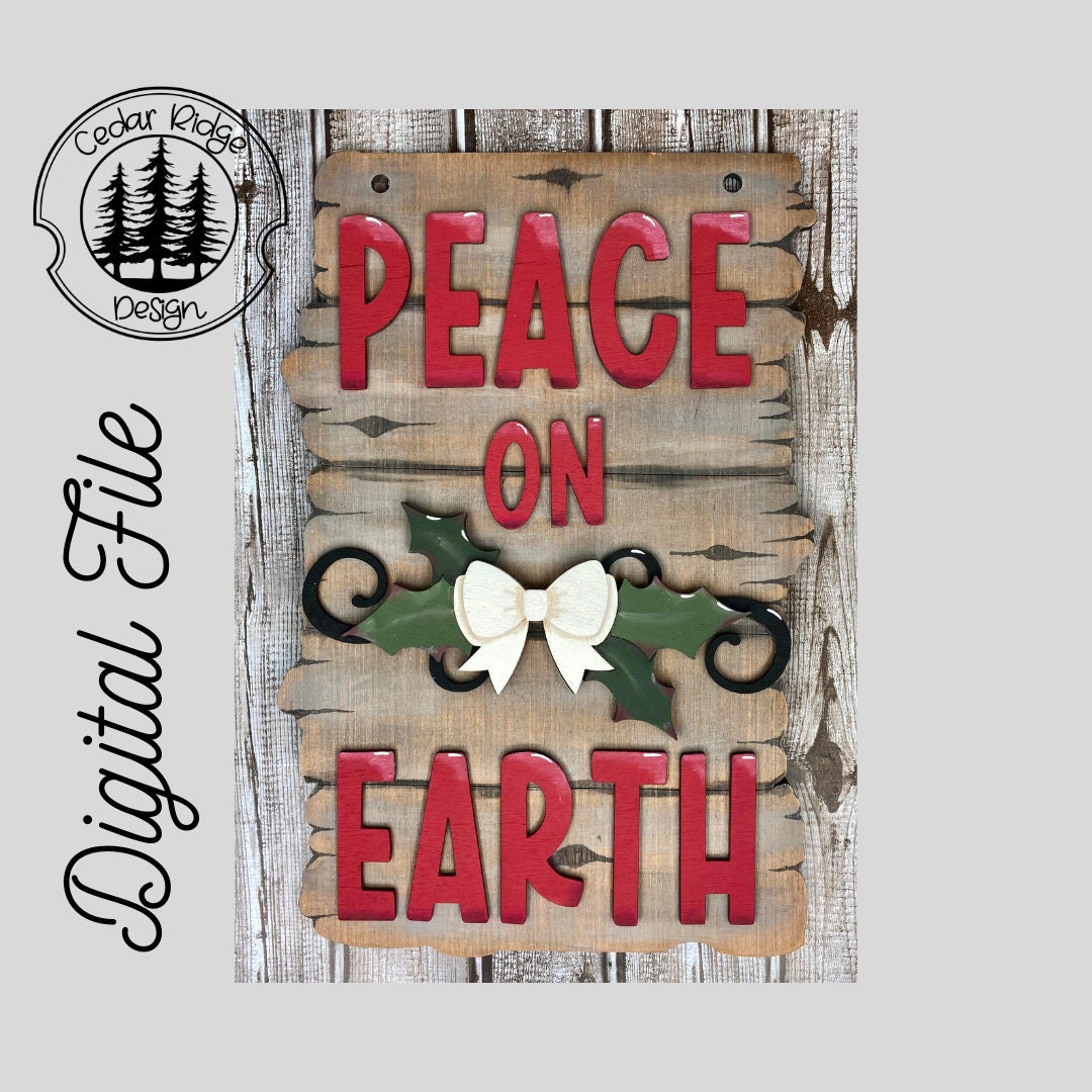 SVG/ LASER Cut/ Digital/christmas Sign/peace on Earth Christmas Sign ...
