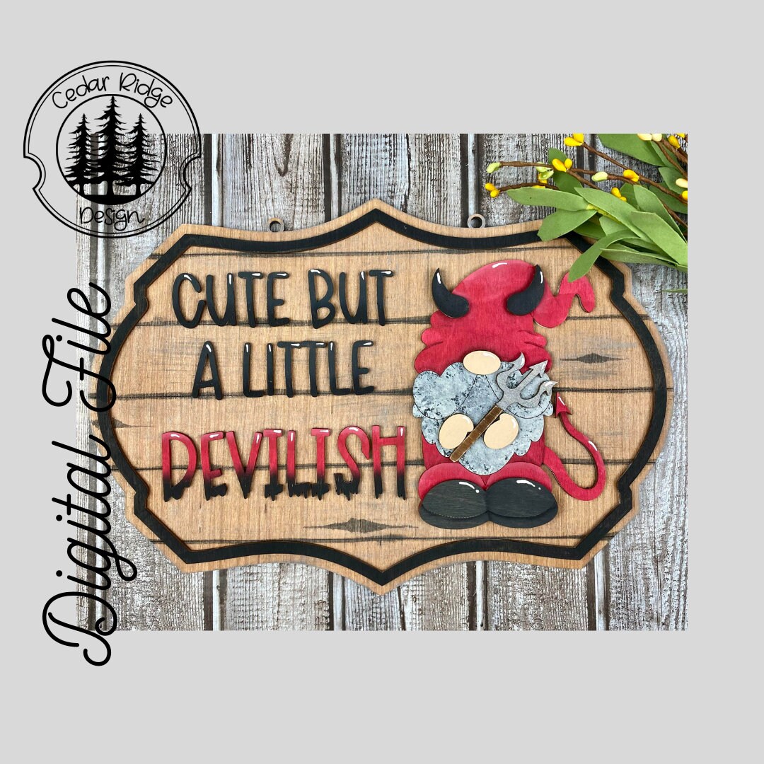 SVG/ LASER Cut/ Digital/devil Gnome/halloween Gnome Sign/halloween ...