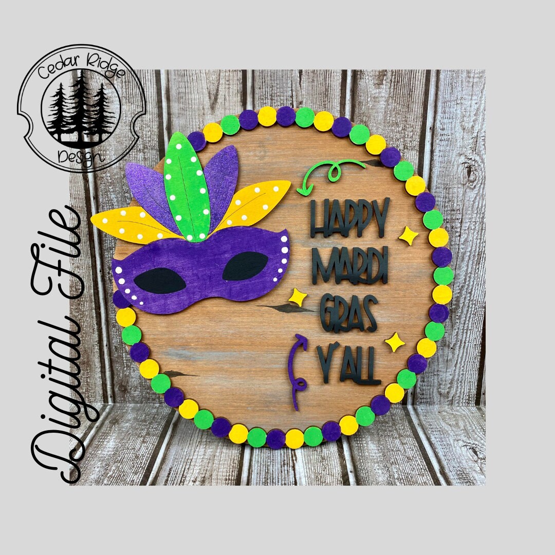 Happy Mardi Gras Y'all Sign SVG/ LASER Cut/ Digital/mardi Gras Sign ...
