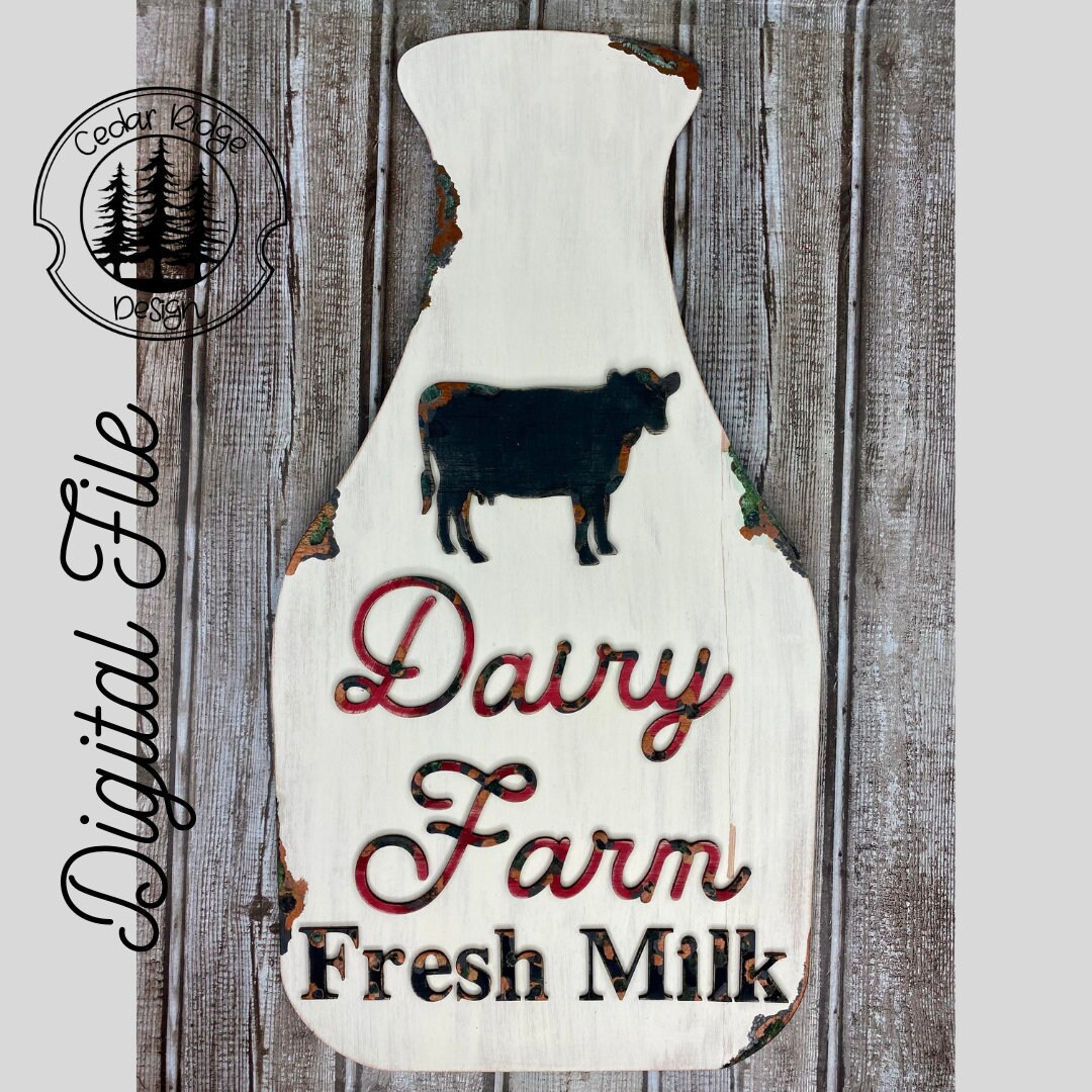 Vintage Dairy Farm Milk Bottle Sign/svg/ LASER Cut/ Digital/antique ...