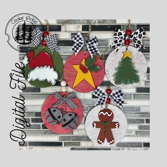 SVG/ LASER Cut/ Digital/round Primitive Ornament Set/christmas - Etsy