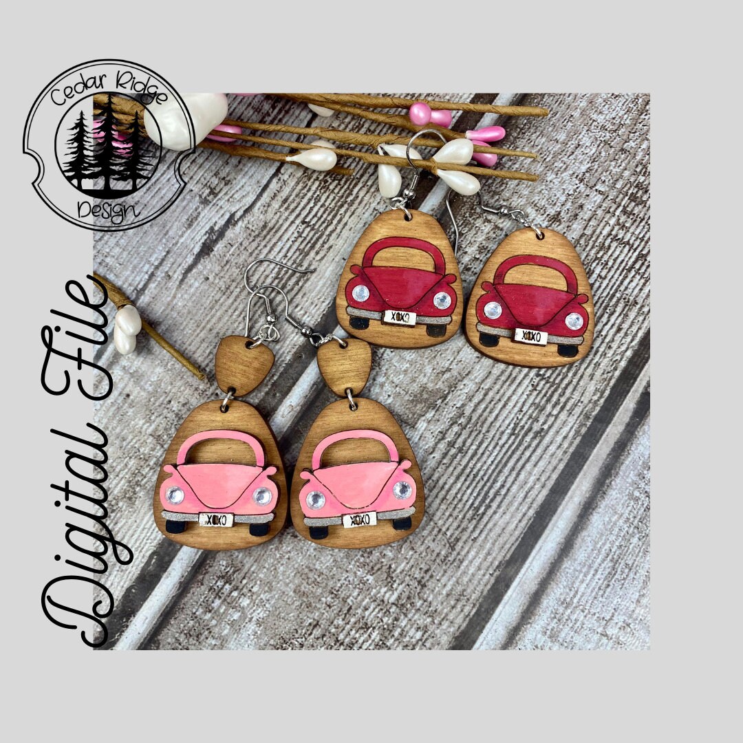 Valentine Car Earrings /SVG/LASER Cut/ Digital/valentine Heart Car Drop ...
