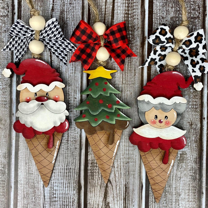 Ice-cream Cone Ornament/mr and Mrs Claus Cone Ornament Set/svg/ LASER ...