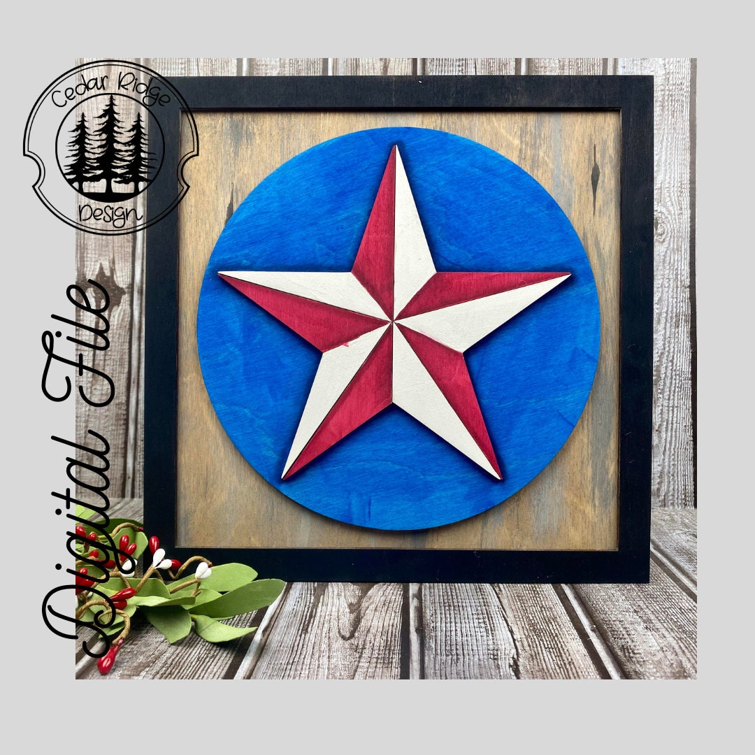 Star Patriotic Square Sign SVG/ LASER Cut/ Digital/summer Decor ...