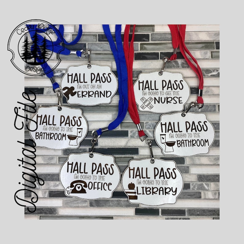 SVG/ LASER Cut/ Digital/classroom Hall Pass /school Hall - Etsy