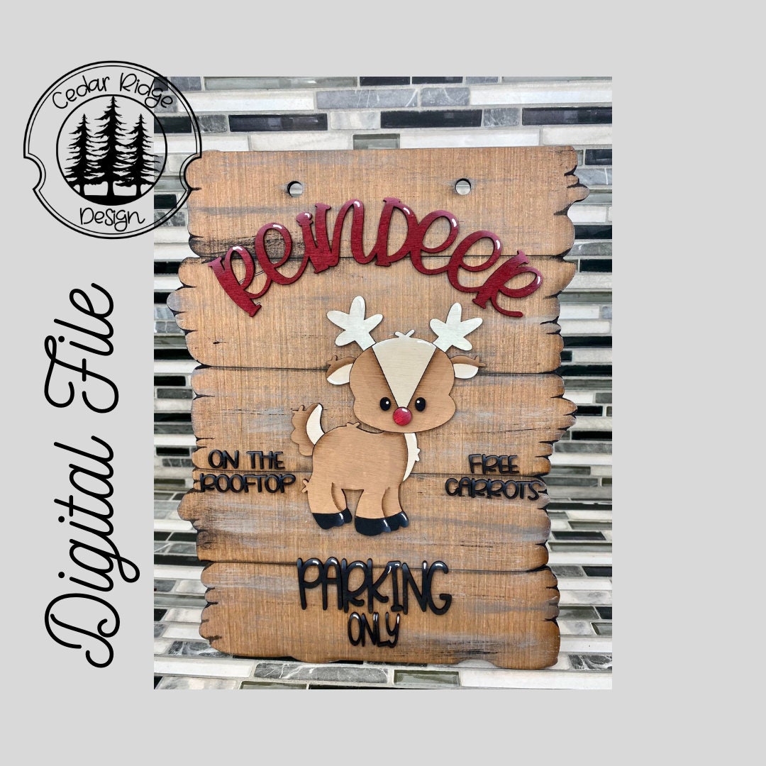 SVG/ LASER Cut/ Digital/reindeer Sign/christmas Sign/christmas Reindeer ...