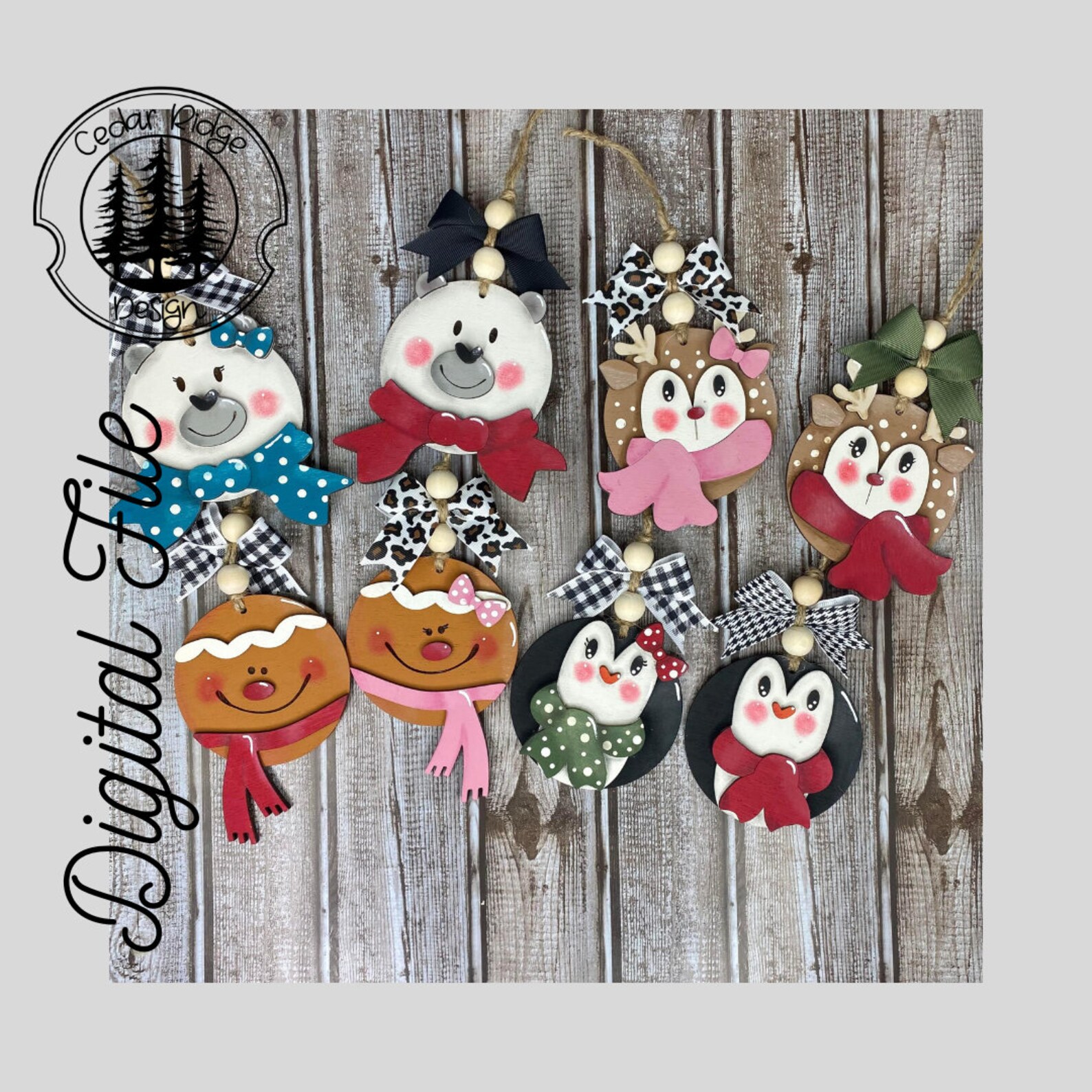 SVG/ LASER Cut/ Digital/round Primitive Ornament Set/christmas Ornament ...