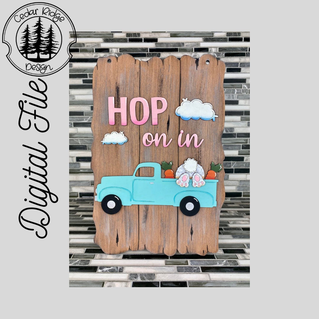 SVG/ LASER Cut/ Digital/hop on in Door Sign/spring Sign/easter Sign ...