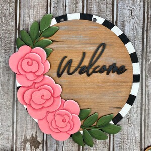 Checked Rose Sign SVG/ LASER Cut/ Digital/spring Rose Welcome/nursery ...