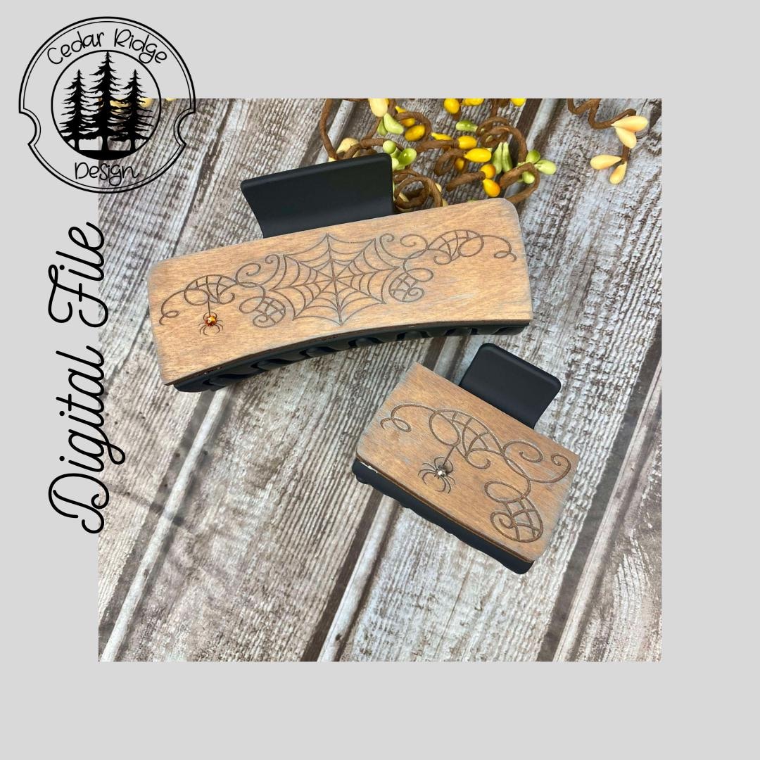 Spider With Swirl Web Hair Clip/svg/laser Cut/ Digital/fall Spiderweb ...