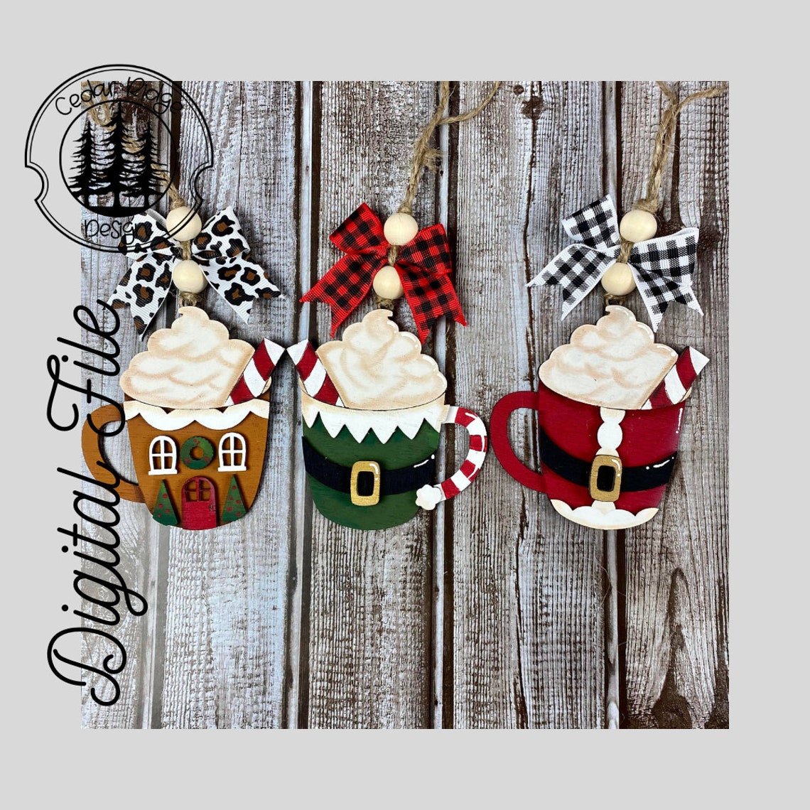 Hot Cocoa Ornament/ginger House Santa Suit Elf Ornament Set/svg/ LASER ...