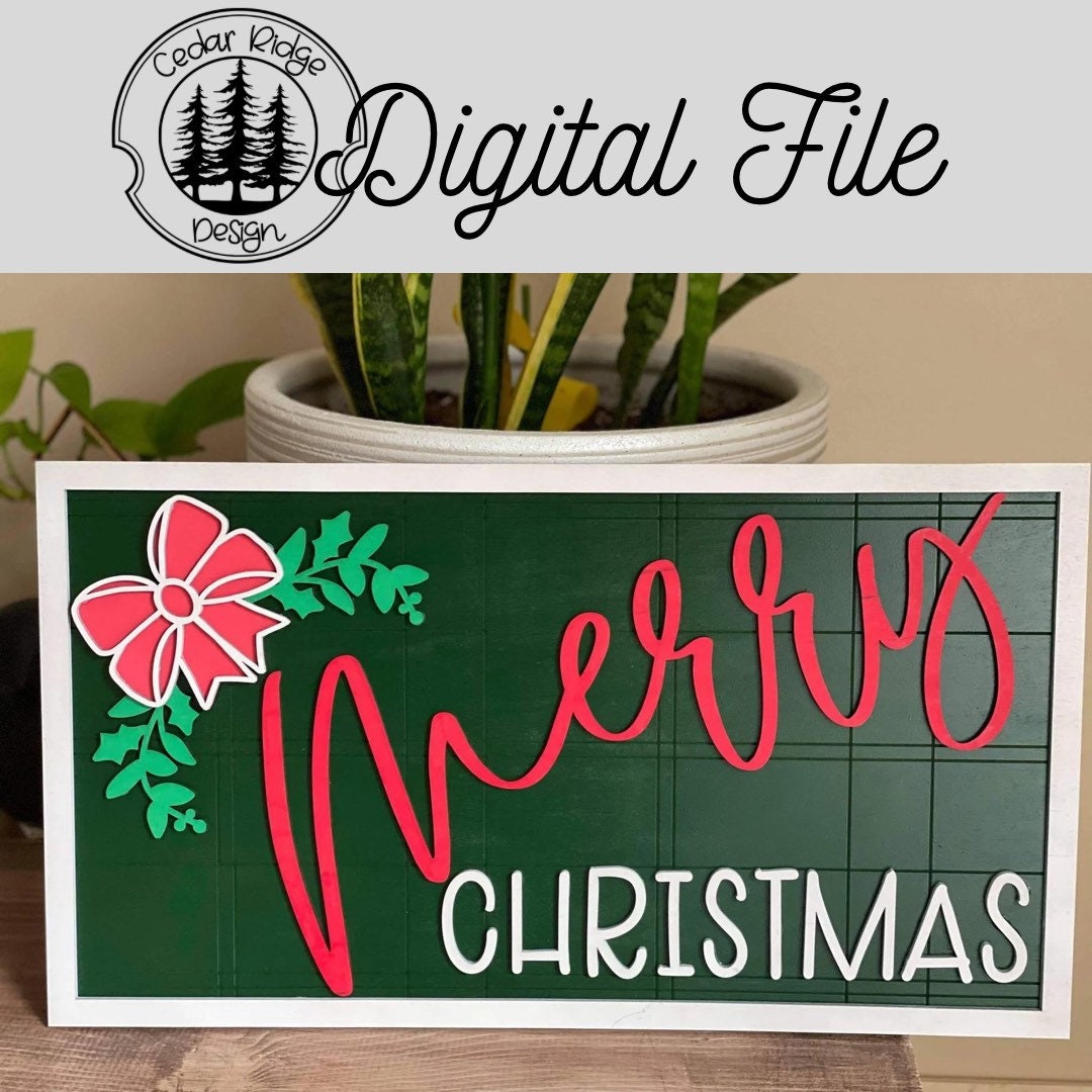 SVG/ LASER Cut/ Digital/christmas/christmas Sign/merry Christmas/wall ...