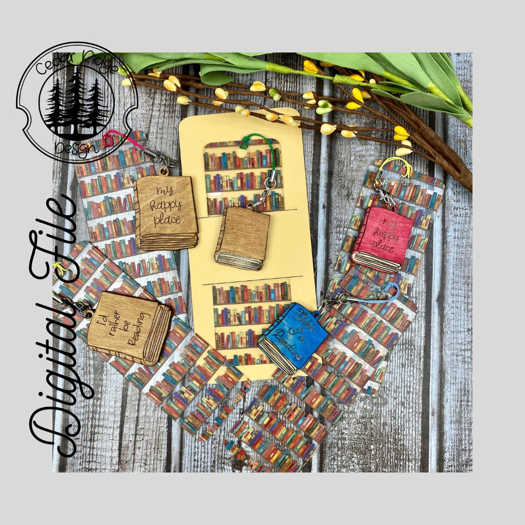 Book Bookmark Charm Keychain Set/svg/laser Cut/ Digital/bookmark ...