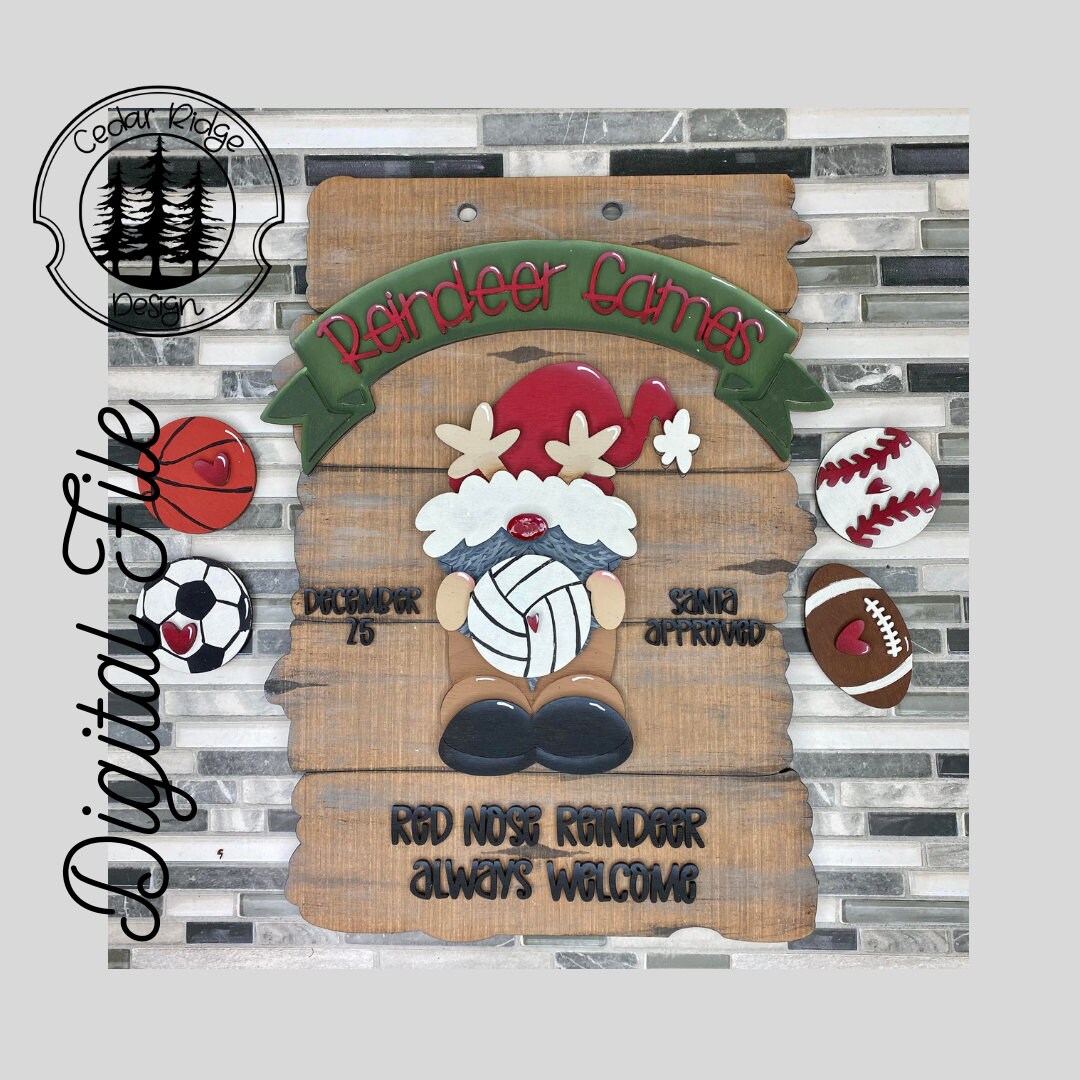 SVG/ LASER Cut/ Digital/reindeer Games Interchangeable Gnome Sign ...