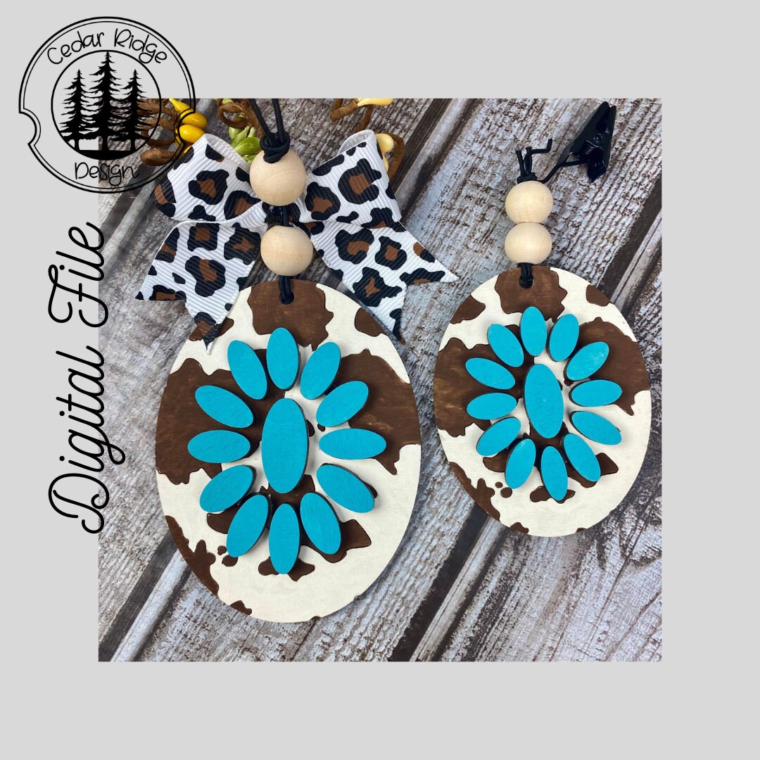 Western Cow Print Oval Charm/car Diffuser/air Freshener/vent Clip/svg/laser Cut/digital/re ...