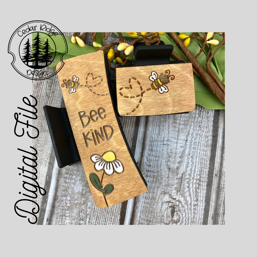 Bee Hair Clip/svg/ LASER Cut/ Digital/bee Claw Hair Clip/bee Happy/bee ...