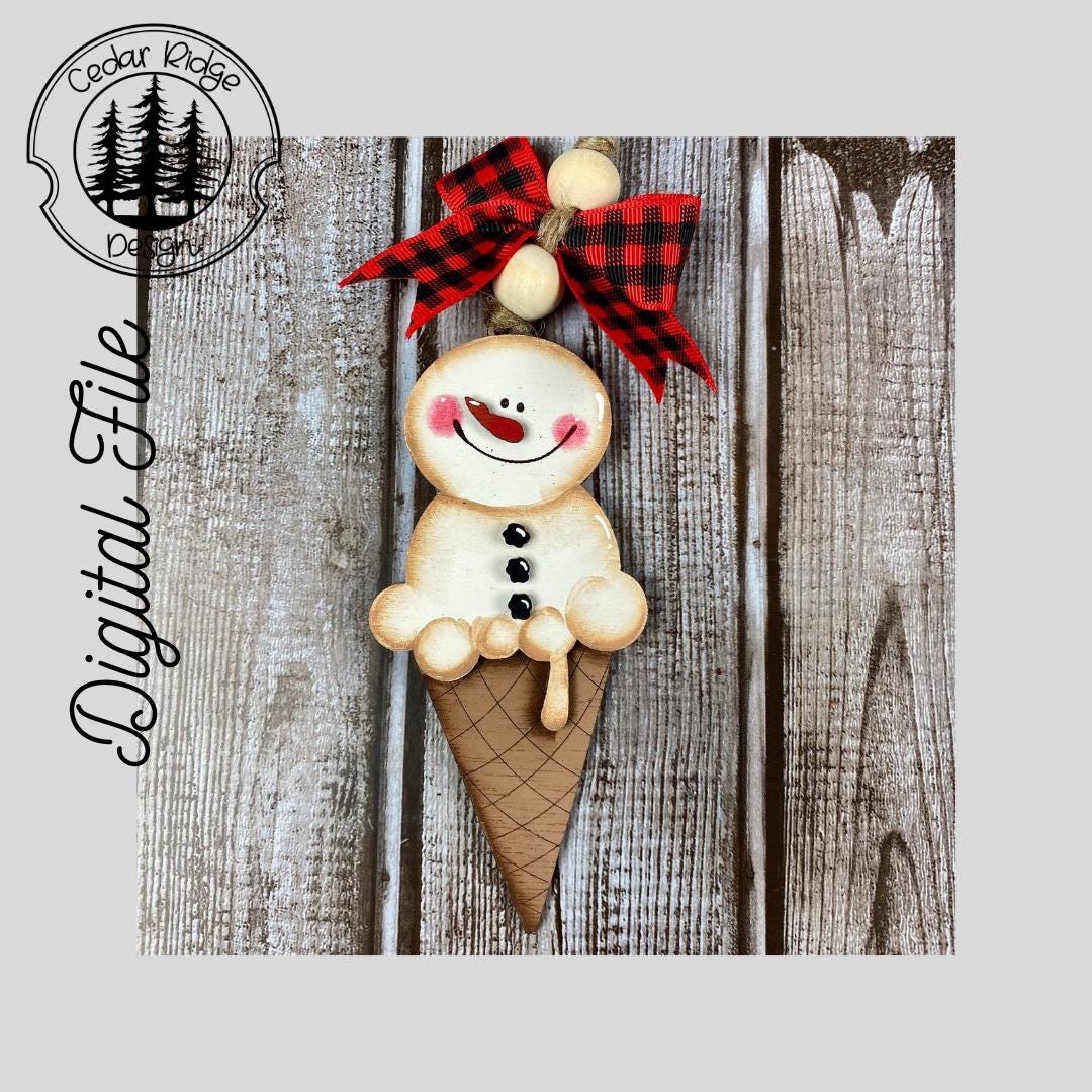 Ice-cream Cone Ornament/snowman Ice-cream Cone Ornament Set/svg/ LASER ...
