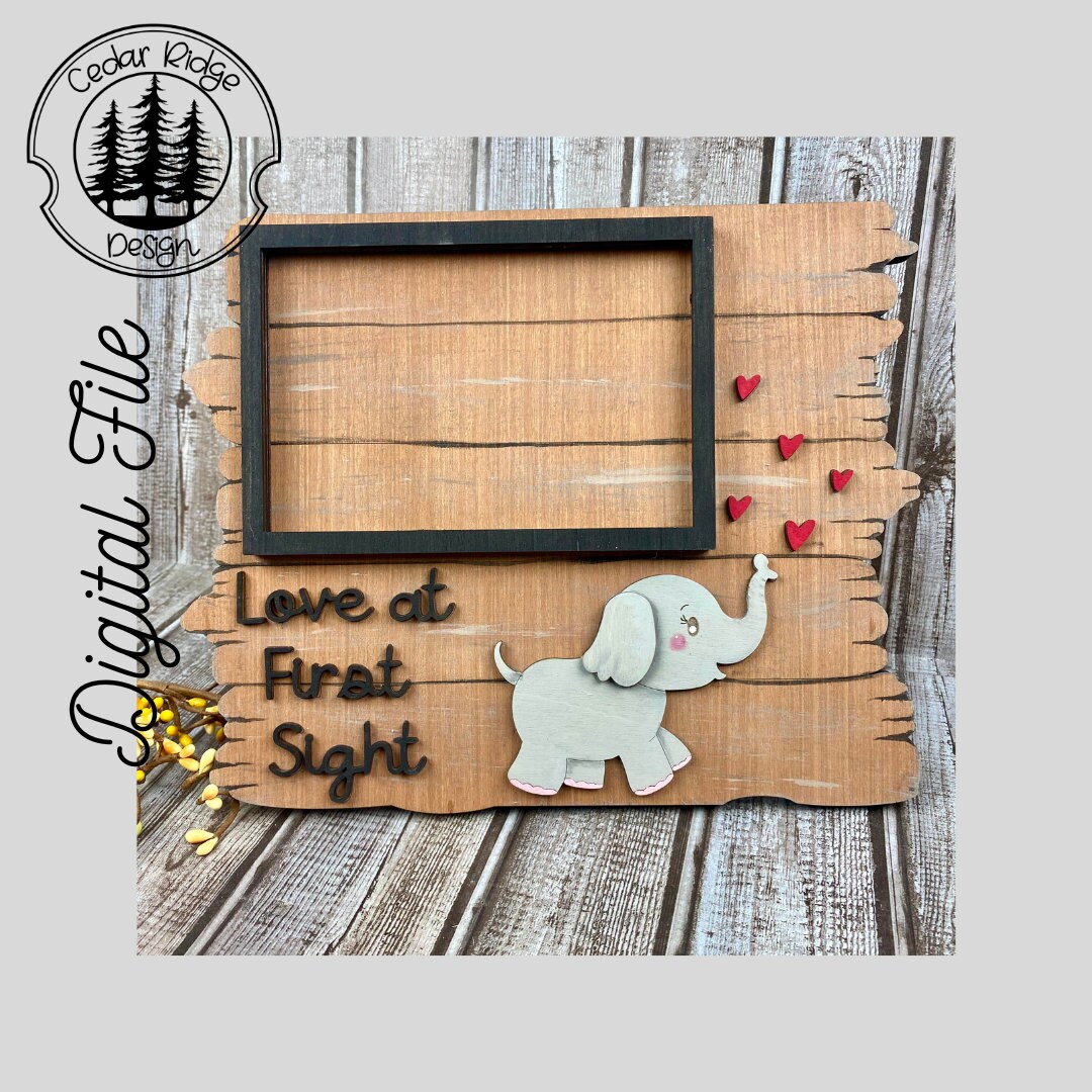 SVG/ LASER Cut/ Digital/4x6 Elephant Photo Frame/sonogram Frame ...