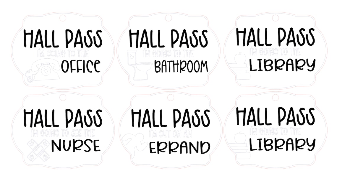 SVG/ LASER Cut/ Digital/classroom Hall Pass /school Hall - Etsy