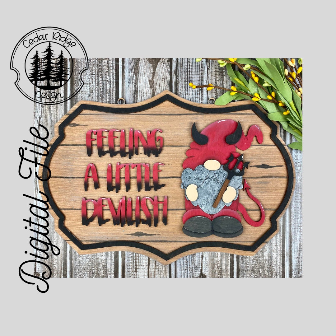 SVG/ LASER Cut/ Digital/devil Gnome/halloween Gnome Sign/halloween ...