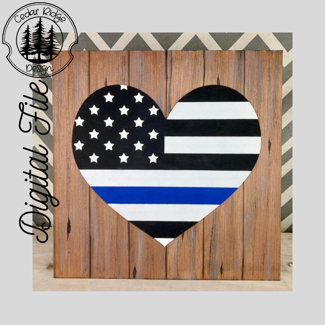 SVG/ LASER Cut/ Digital/thin Line Heart/ First Responder Sign/wall ...