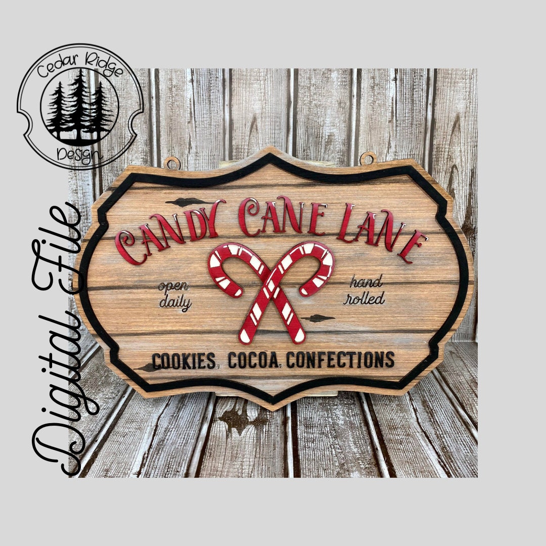 SVG/ LASER Cut/ Digital/candy Cane Lane Sign/christmas Sign/christmas ...