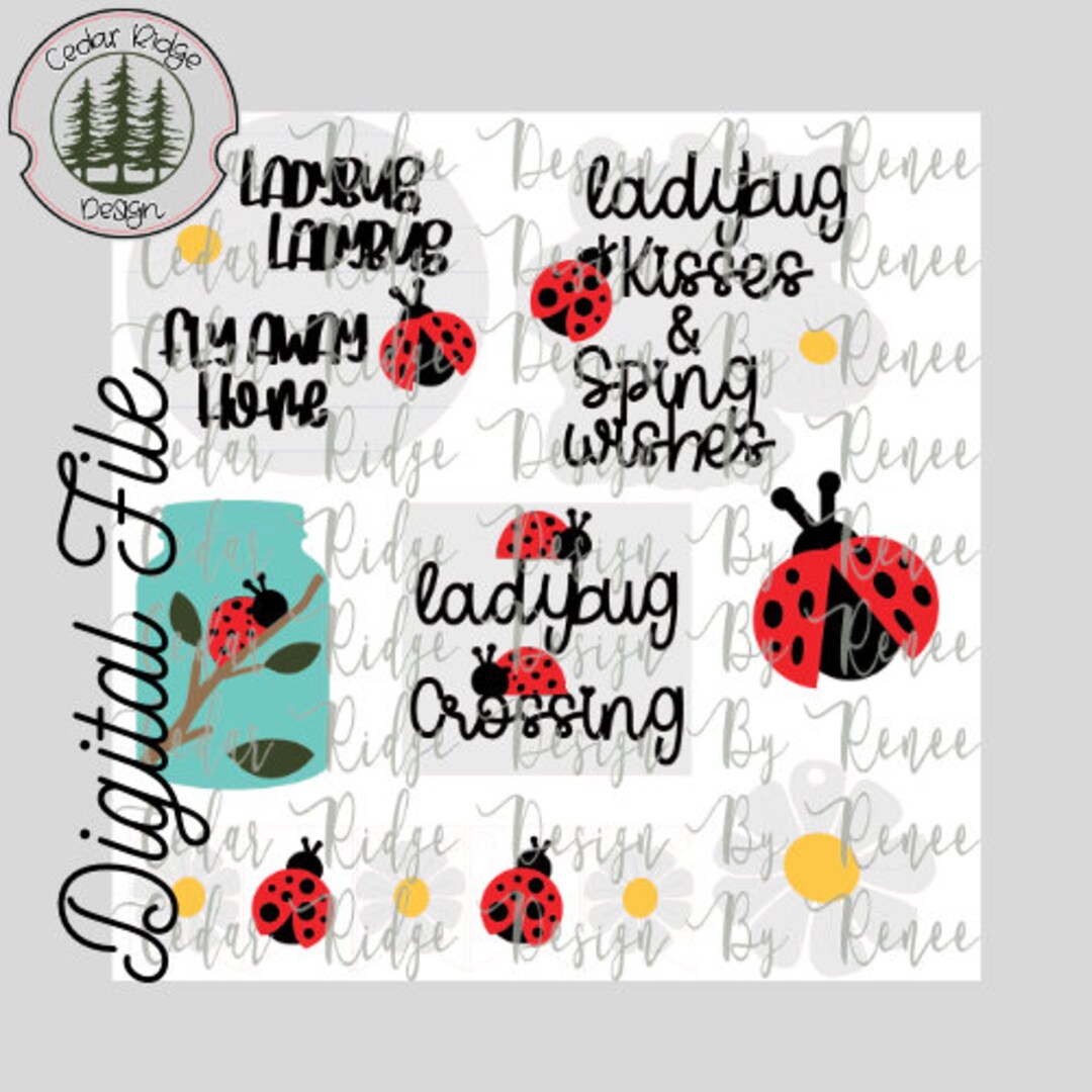 SVG/ LASER Cut/ DIGITAL/ Lady Bug/ladybug Crossing/daisy/tiered Tray ...