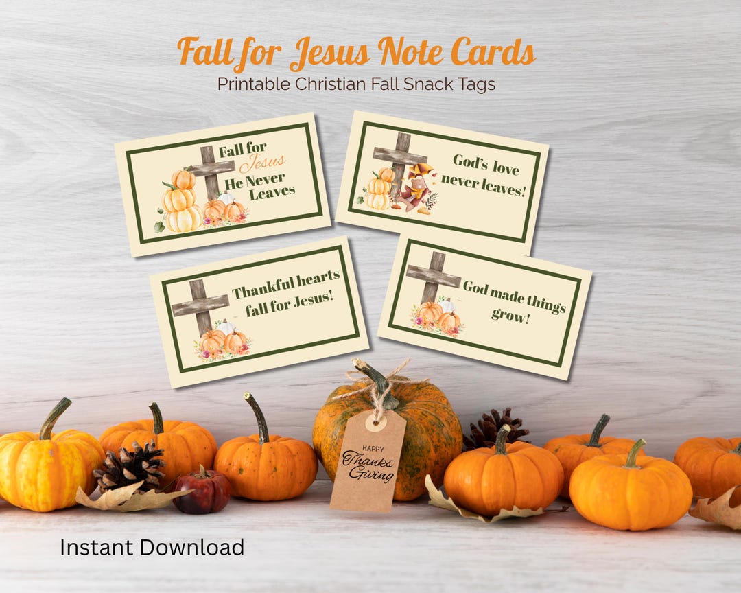 Fall for Jesus Note Cards - Printable Christian Snack Tags for Kids - Etsy