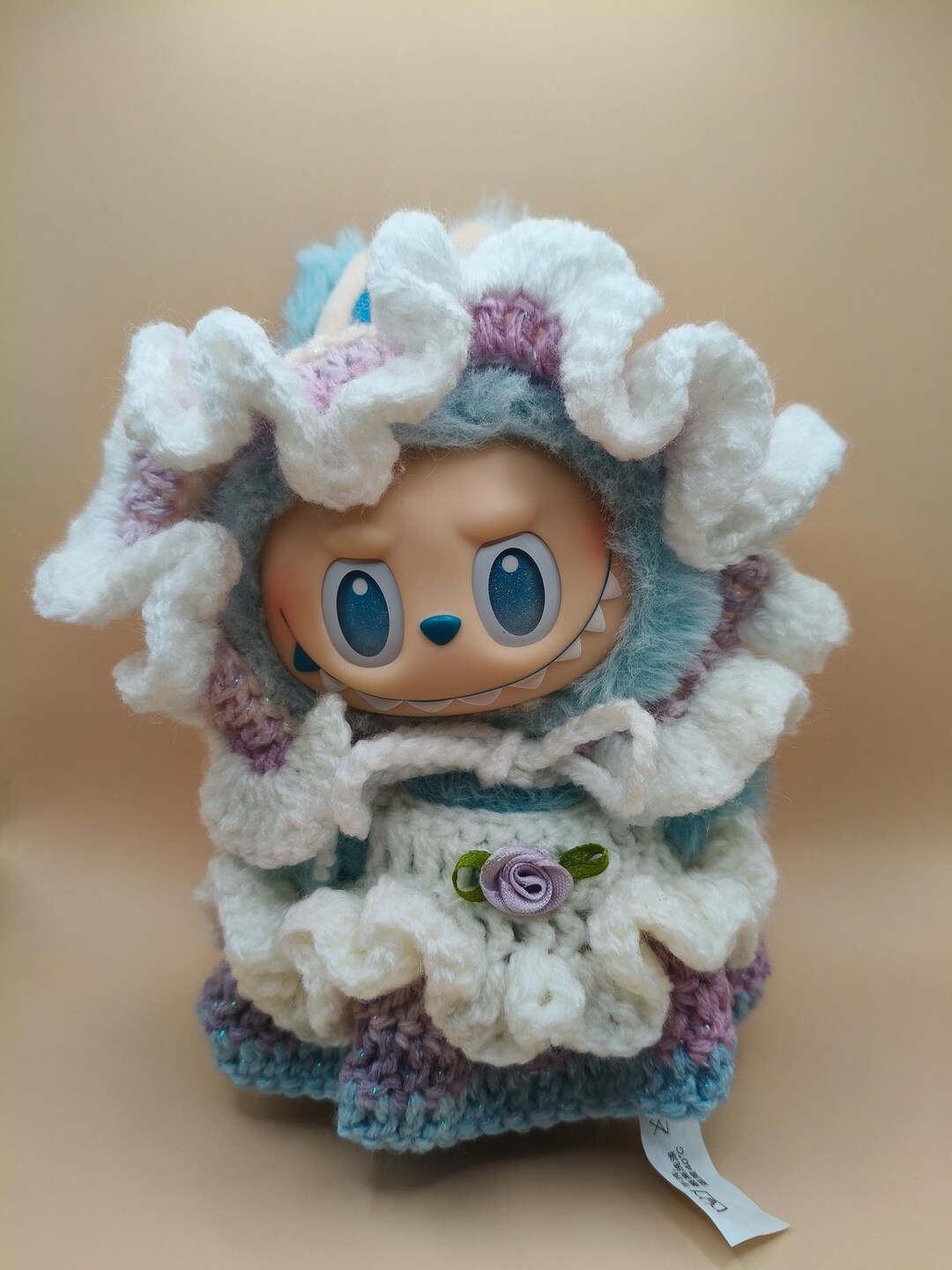 Handmade Crochet Labubu Princess Dress Set Pastel Rainbow Gradient ...