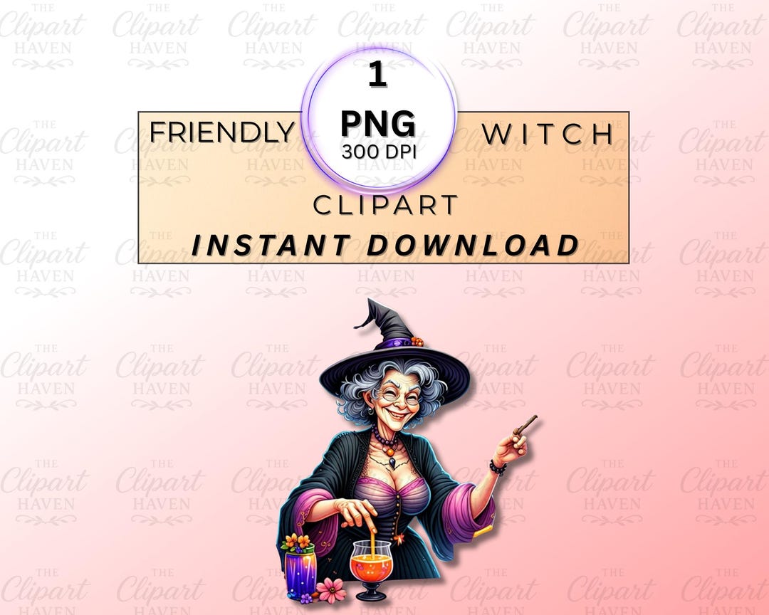Friendly Witch Clipart | Halloween Witch PNG | Magical Granny ...