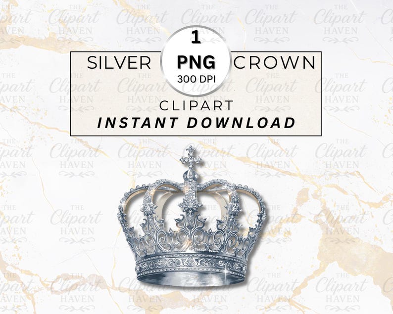 Silver Crown Clipart PNG | Royal Tiara, Jewel Design (instant Download ...